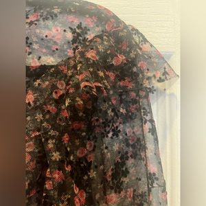 Zara | Tops | Zara Floral Print Long Sleeve Ruffle Blouse Medium ...